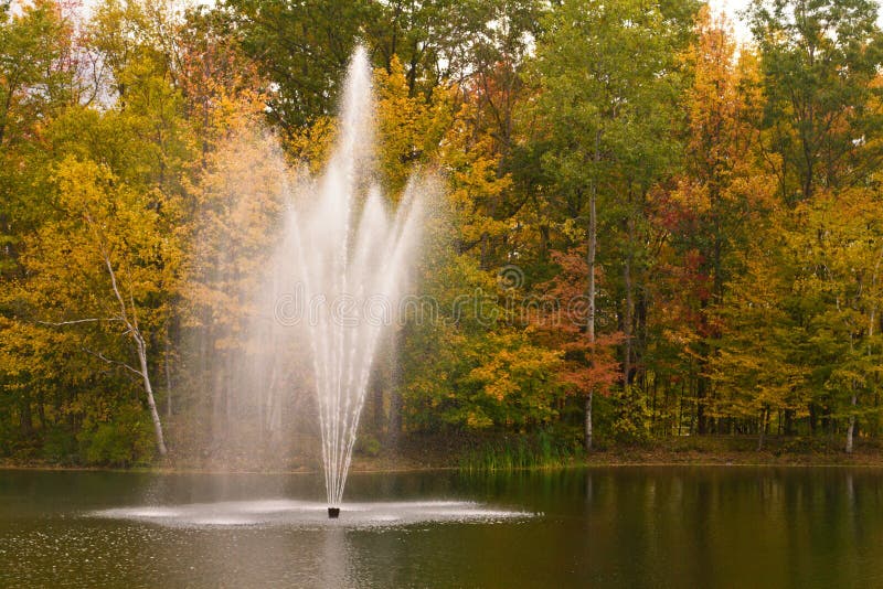 Water Fountain with Fall Colors Stock Photo - Image of outdoors ...