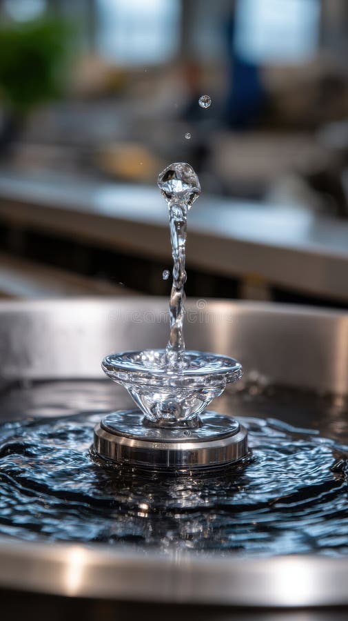 Water Fountain Feature with Ripples and Splashes in Bright Light Creating Abstract Shapes Stock ...