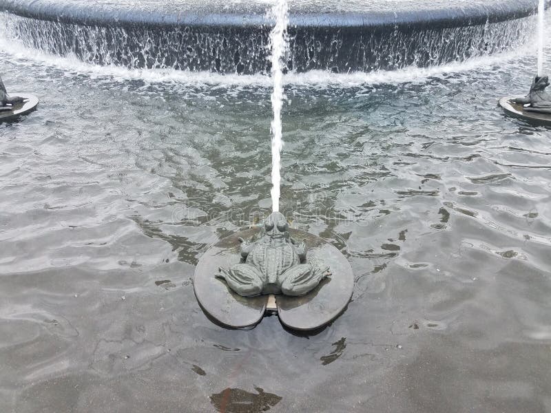 Water Fountain with Frog Shooting a Stream of Water Stock Image - Image ...