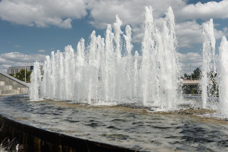 Water Fountain Water Jet Over Blue Sky/Head of Water Jets from Fountain ...