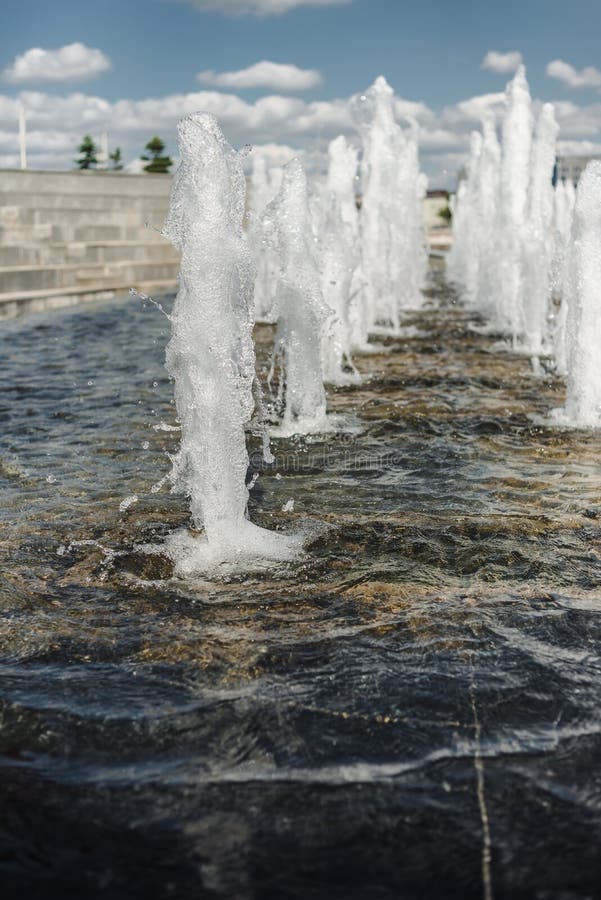 Water Fountain Water Jet Over Blue Sky/Head of Water Jets from Fountain ...