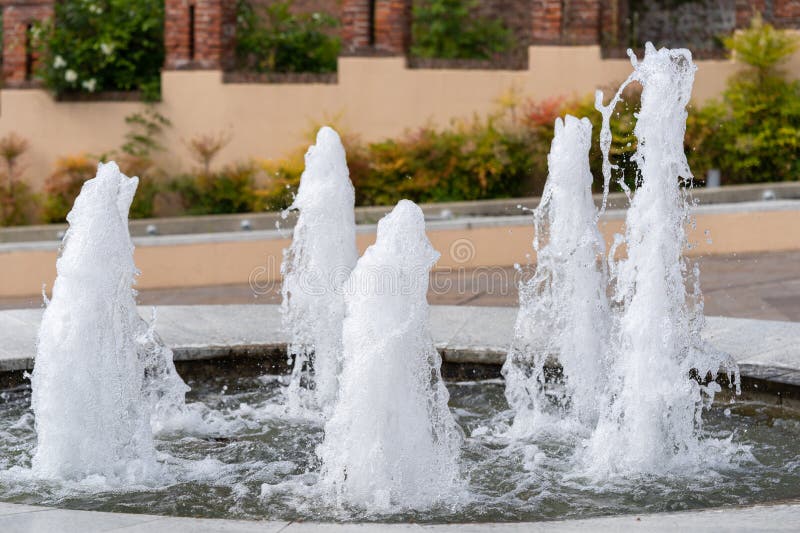 Water Fountain Jets in Garden Stock Image - Image of fountain, scenic ...