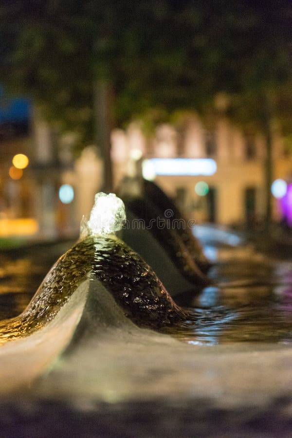 Water Fountain in the Night Close Up Stock Image - Image of colorful ...