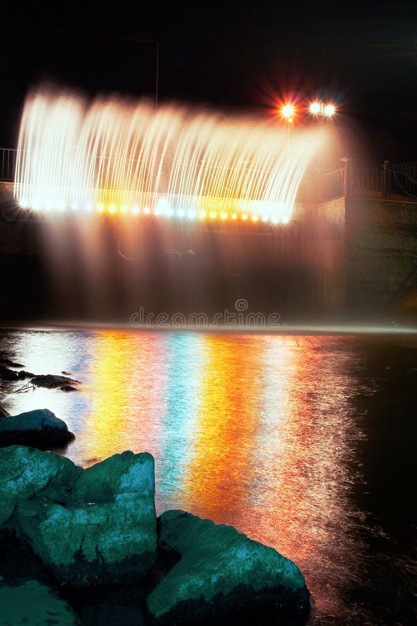 Water fountain at night stock photo. Image of park, abstract - 39395302