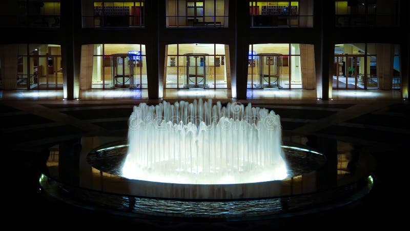 Water Fountain Lit Up during the Night Stock Image - Image of ...