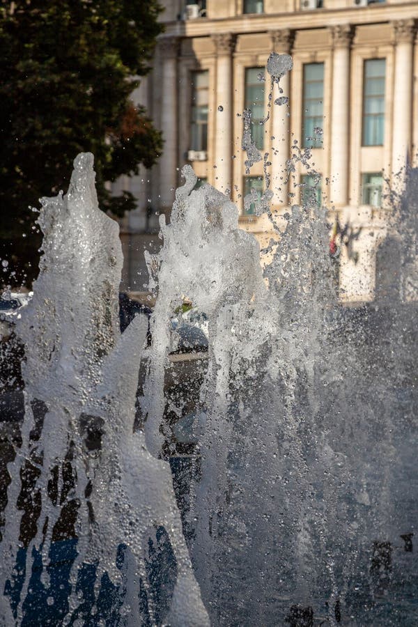 Water Fountain Splashes Create Dynamic Scenes in Bucharest, Romania ...