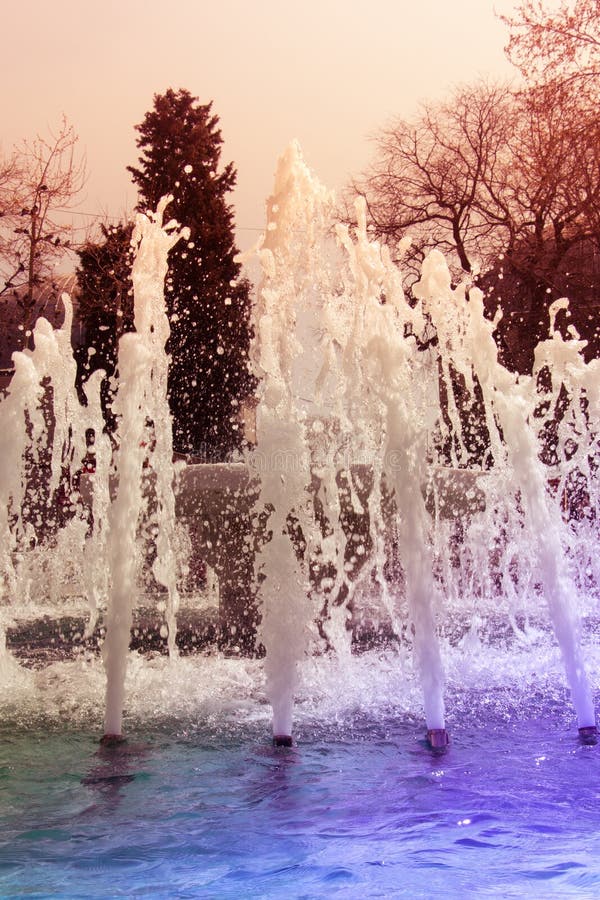 A Water Fountain Sprinkling Water in View Stock Image - Image of ...