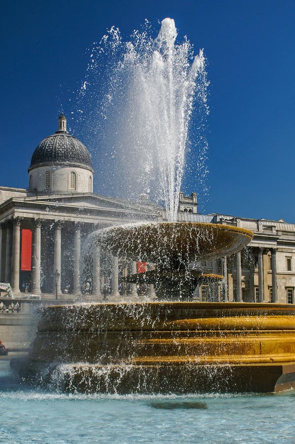 Trafalgar Square Water Fountain Stock Photo - Image of london, travel ...