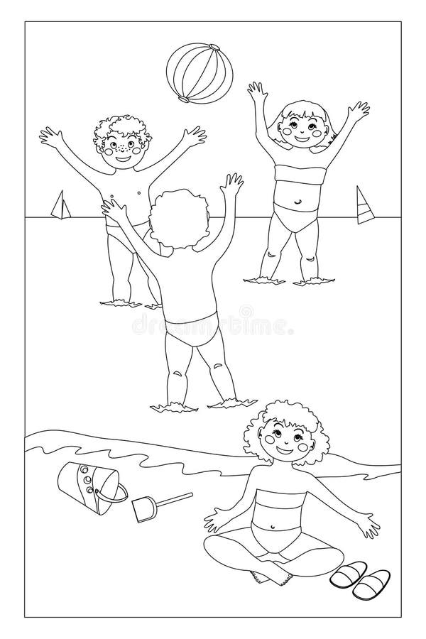 Water Games (image in Black and White To Color, Fo Stock Vector ...