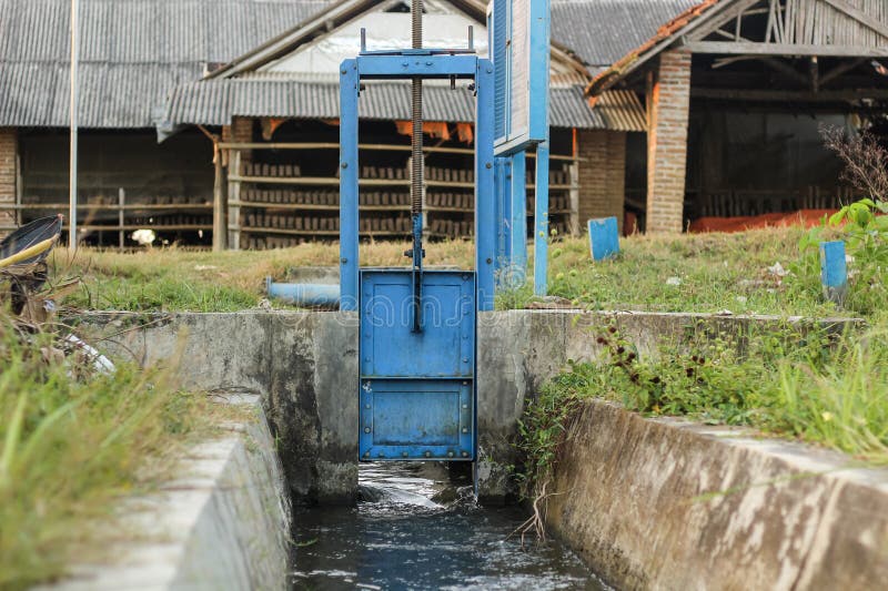 A Water Gate or Water Dam Made of Steel and Installed in a Small River ...