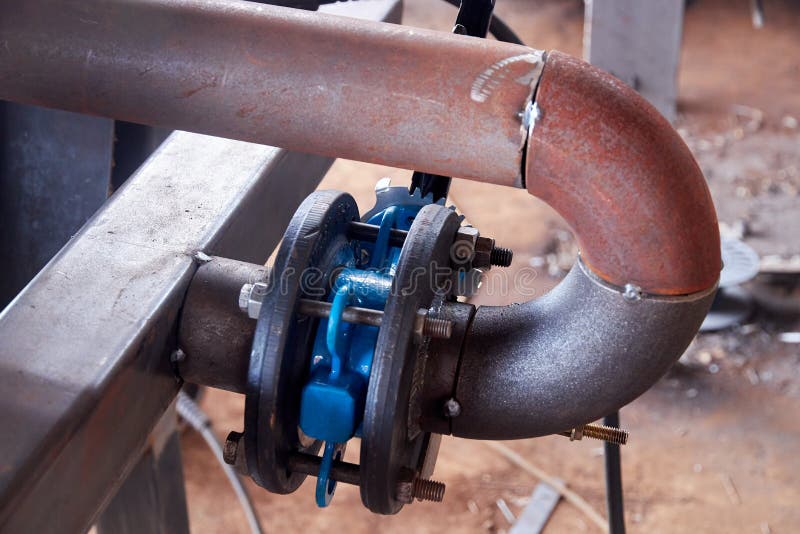 Water Gate Valve and Steel Pipe Connected before Welding Stock Photo ...