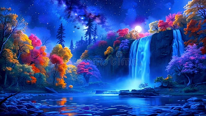 Beautiful Waterfall Animation in the Wild Stock Video - Video of water ...