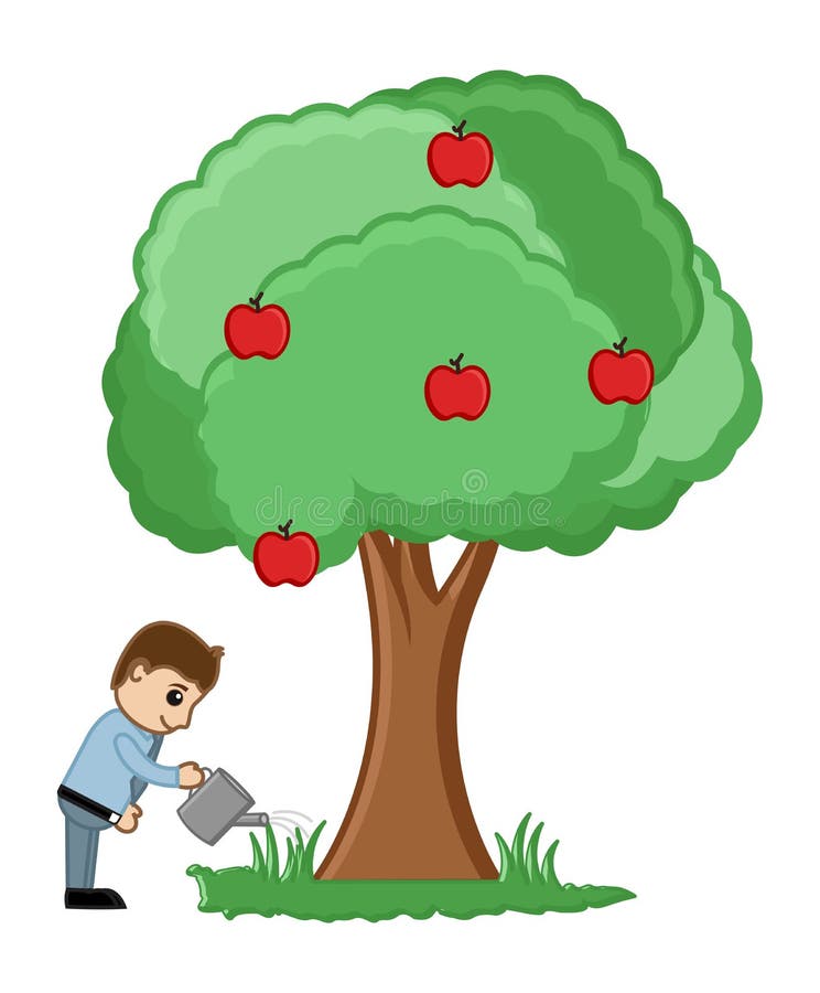 Water Gevend Een Boom - Vector Stock Illustratie - Illustration of ...