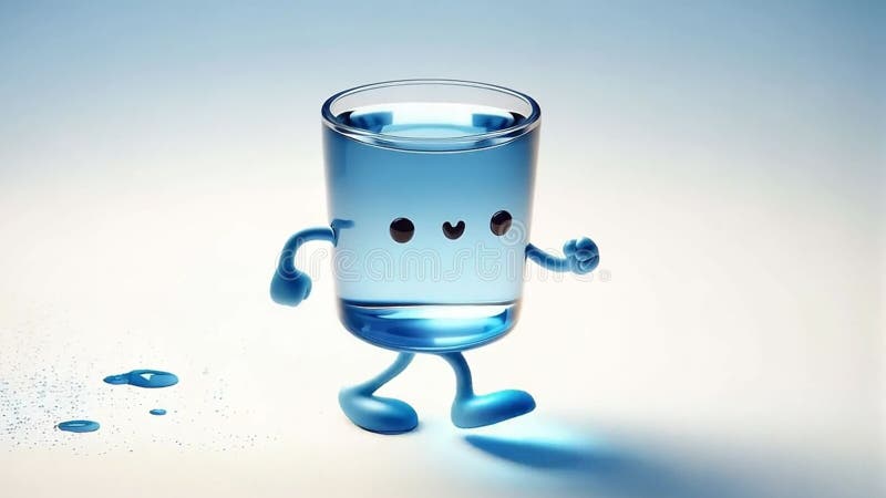 Water Glass Cartoon Animation. World Water Day Stock Footage - Video of ...