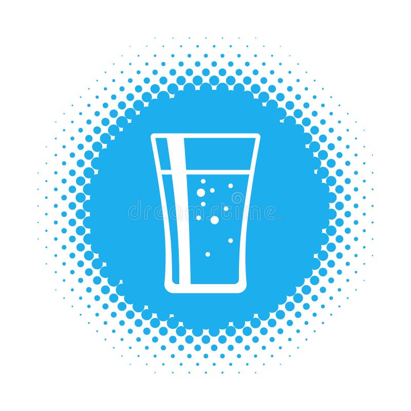 Water Glass Icon on Halftone Round Shape Stock Vector - Illustration of ...