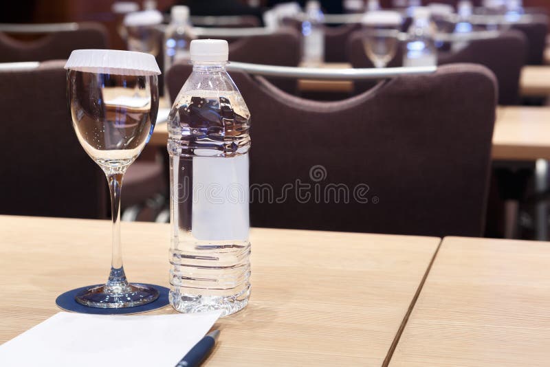 Water, Glass and Notebook on the Table Stock Image - Image of liquid ...