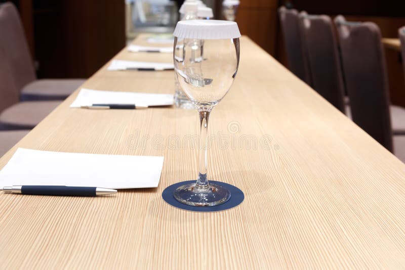 Water, Glass and Notebook on the Table Stock Image - Image of ...