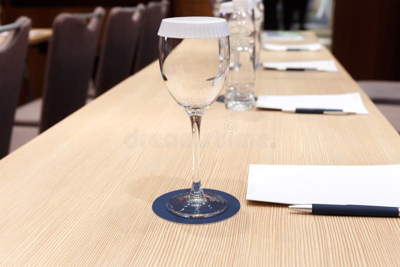 Water, Glass and Notebook on the Table Stock Image - Image of ...