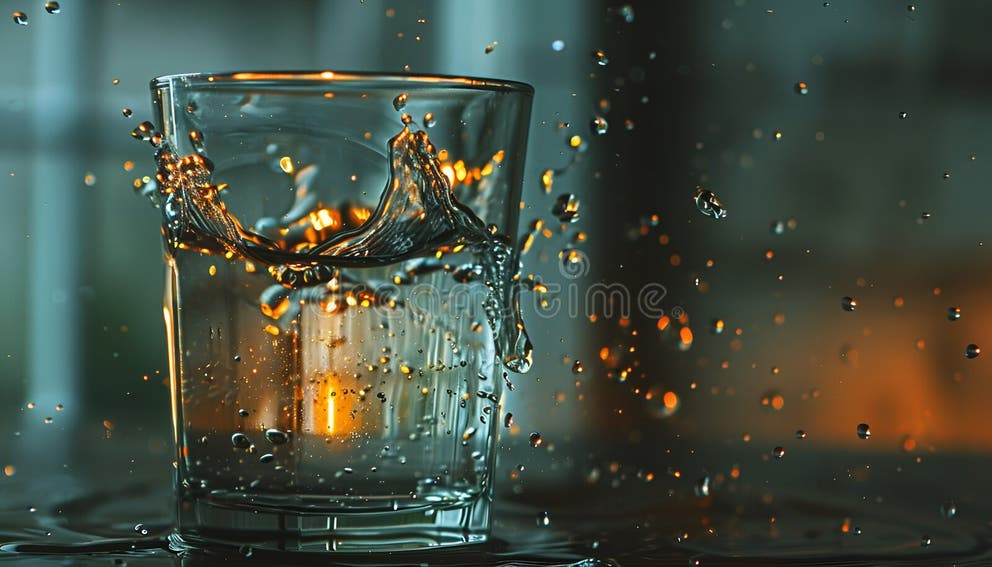 Water glass splash stock photo. Image of glass, macro - 358617852