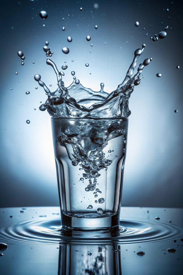 Water Glass Splashing with Droplets Stock Illustration - Illustration ...