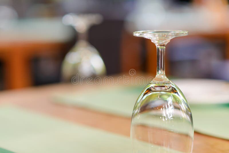 Water Glasses Preparation on Dining Table with Copy Space. Food ...