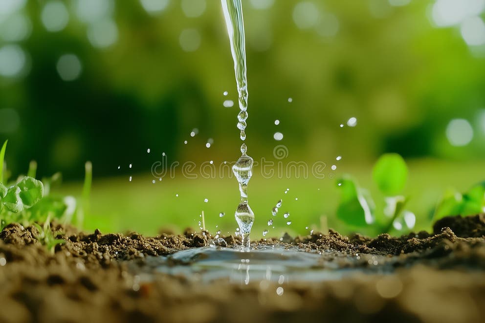 Water Gracefully Drips from a Precise Nozzle, Creating Ripples in the ...