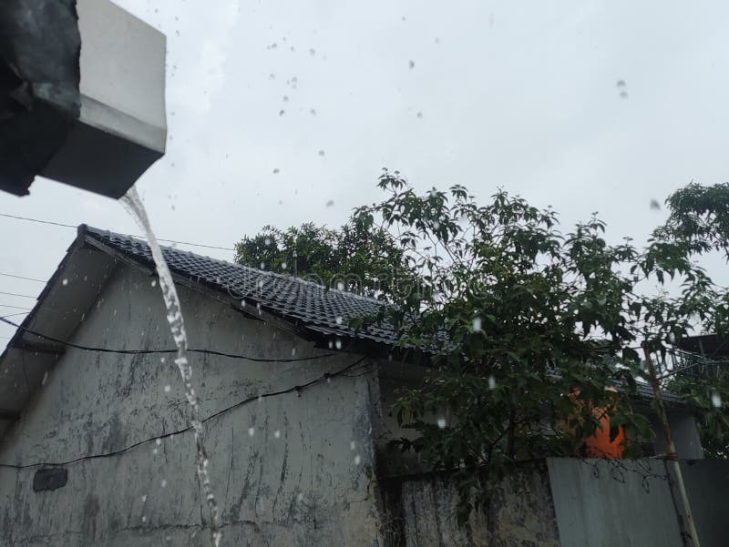 The Water Gutter Flows Fast Stock Image - Image of building ...