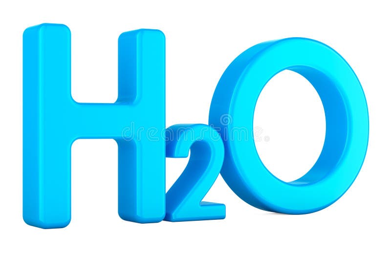 Water H2O, Chemical Formula. 3D Rendering Stock Illustration ...