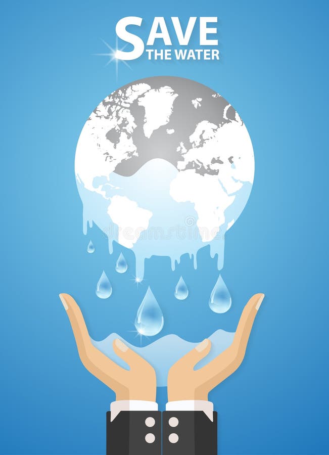 Water and Hand.Concept of Environmental Protection Stock Vector ...