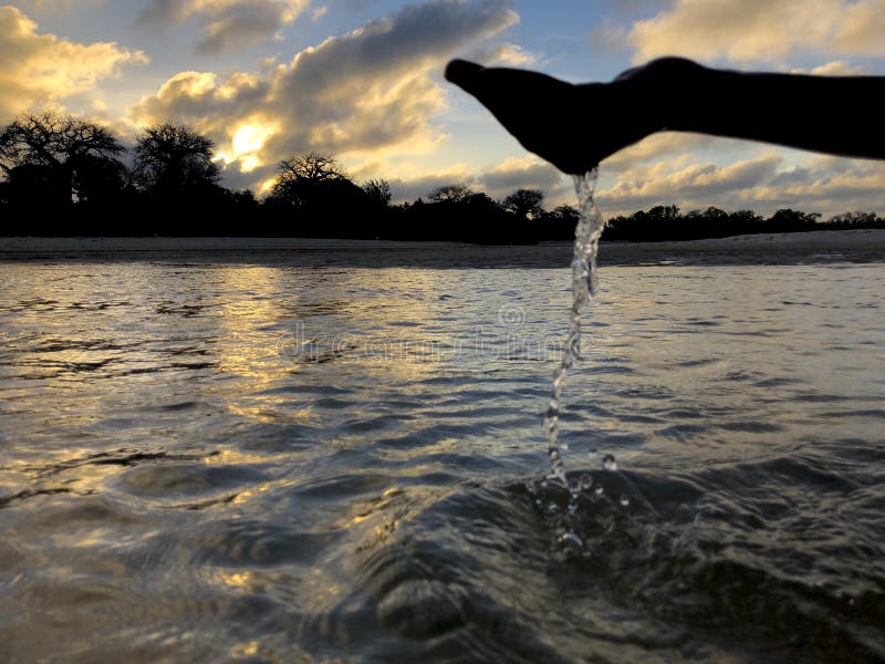 Water and hand stock image. Image of ocean, sunset, hand - 149397701