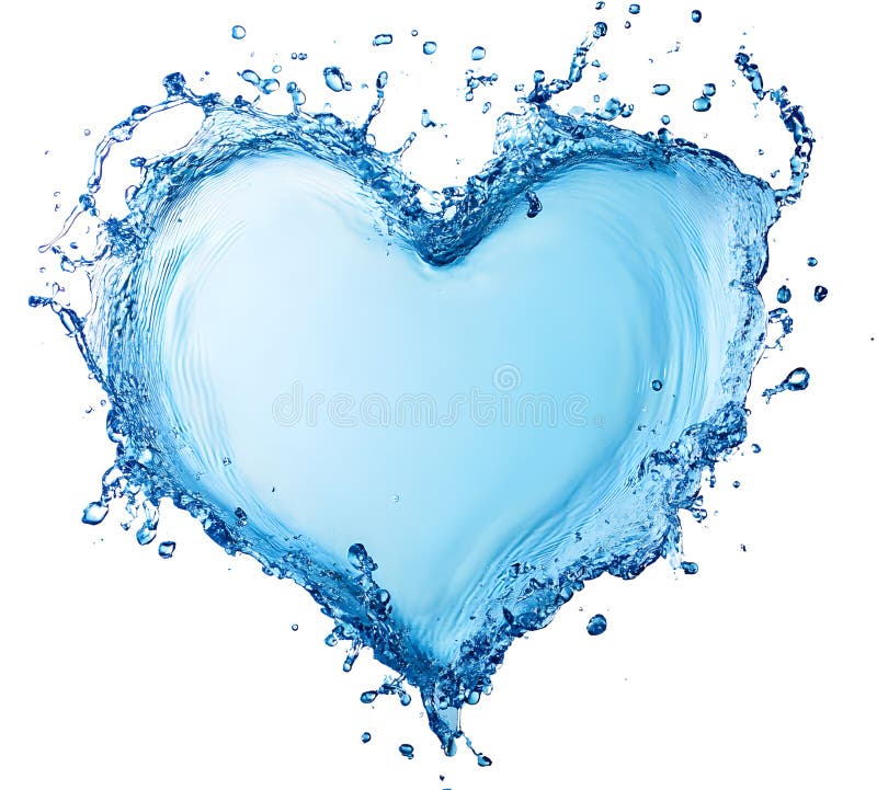 Water Heart Splash Isolated on White Stock Illustration - Illustration ...