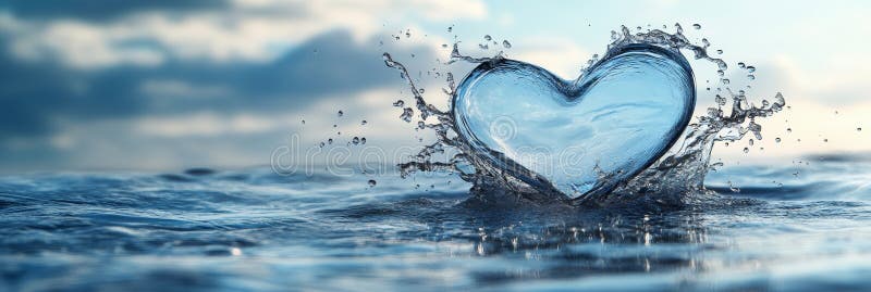 Water Heart Splash Serene Image of a Crystal Clear Water Heart Against ...