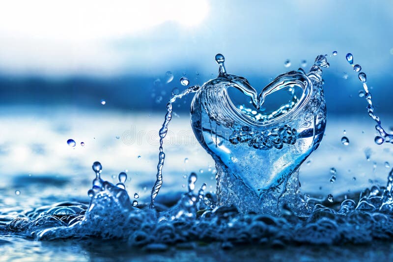 Water Heart Splashing Concept. Created with Generative AI Stock ...
