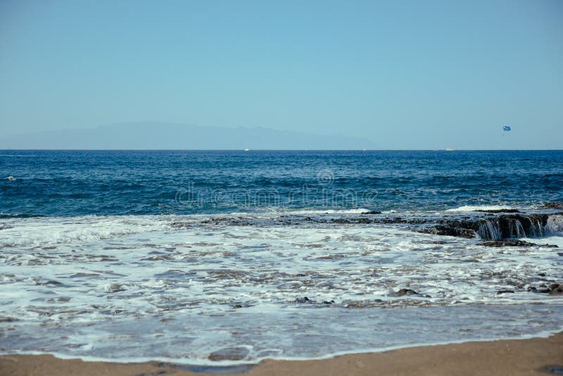 Water Hits Stones, Waves on the Sea or Ocean. Summer and Rest Stock ...
