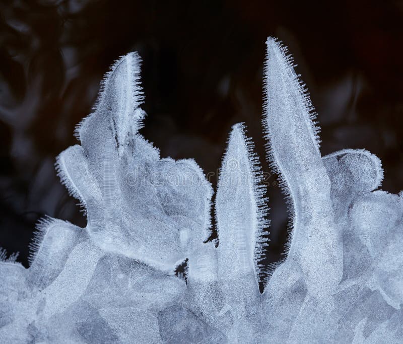 Water Ice Crystals and Black Water Stock Photo - Image of crystal ...