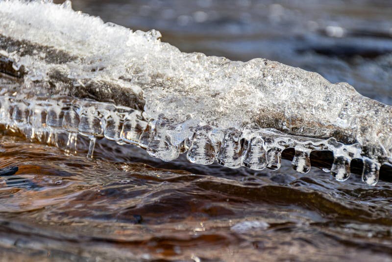 Water and Ice Formations in the River, Frozen Ice Drops, Winter Stock ...