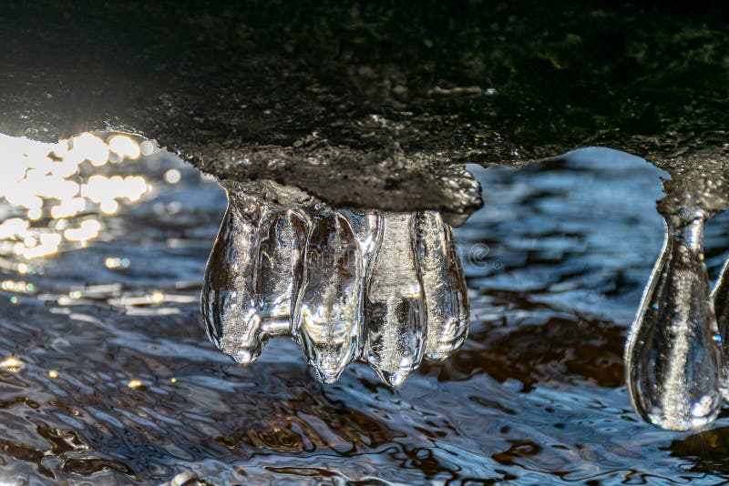 Water and Ice Formations in the River, Frozen Ice Drops, Winter Stock ...