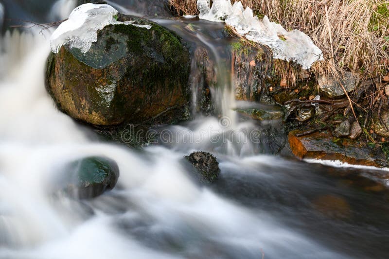 Water, Ice and Snow in Waterfall in the Nature Stock Photo - Image of ...