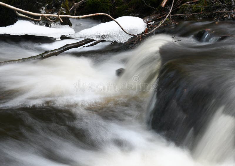 Water, Ice and Snow in Waterfall in the Nature Stock Image - Image of ...