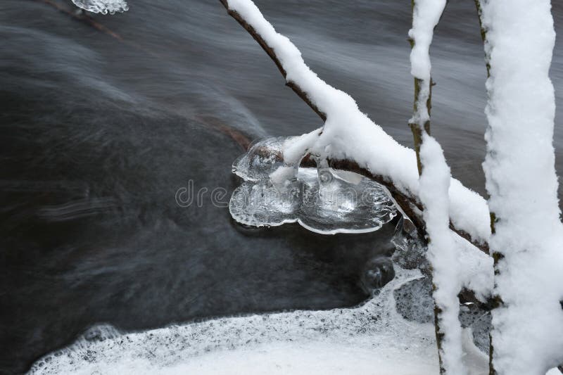 Water, Ice and Snow in Waterfall in the Nature Stock Photo - Image of ...