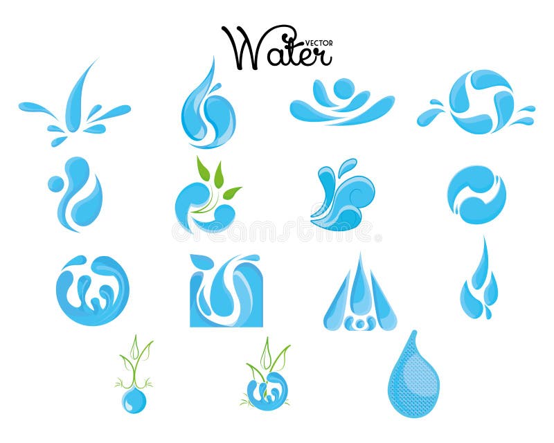 Set of water drops label stock vector. Illustration of liquid - 42921079