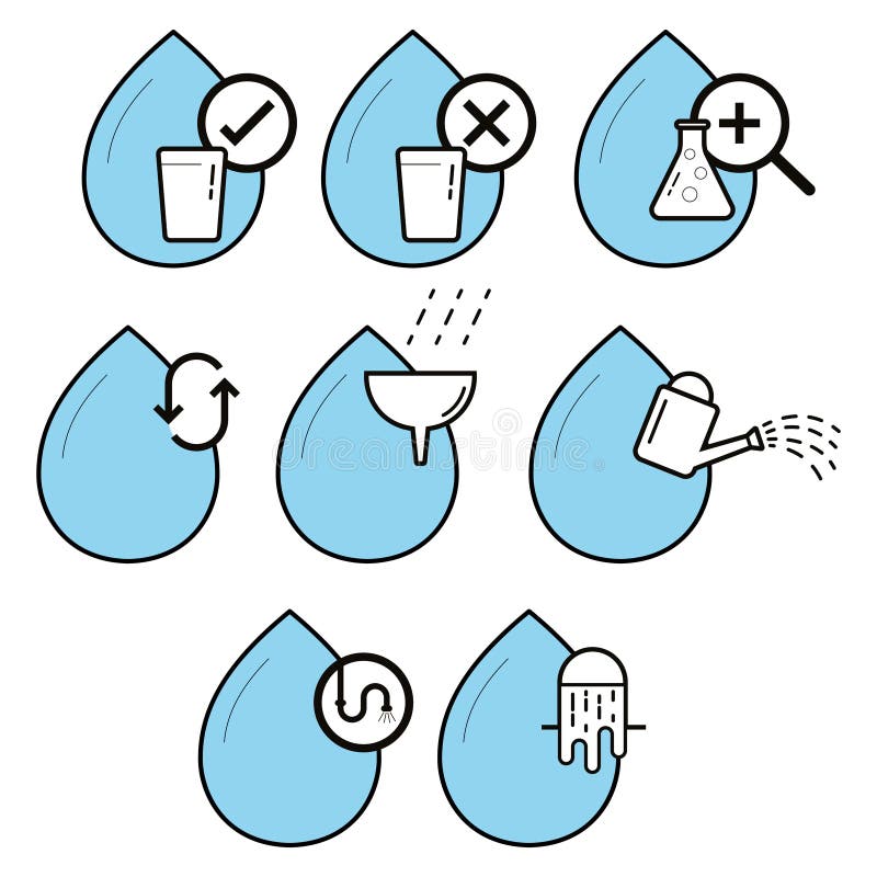 Water Icon Set stock vector. Illustration of icon, drinking - 188120806
