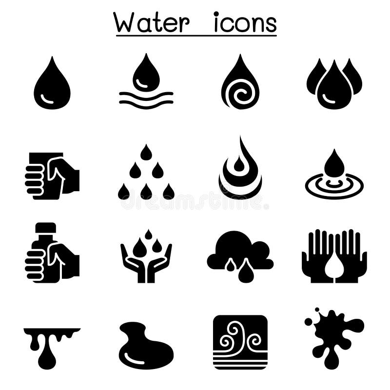Water Icon Set in Thin Line Style Stock Vector - Illustration of ...