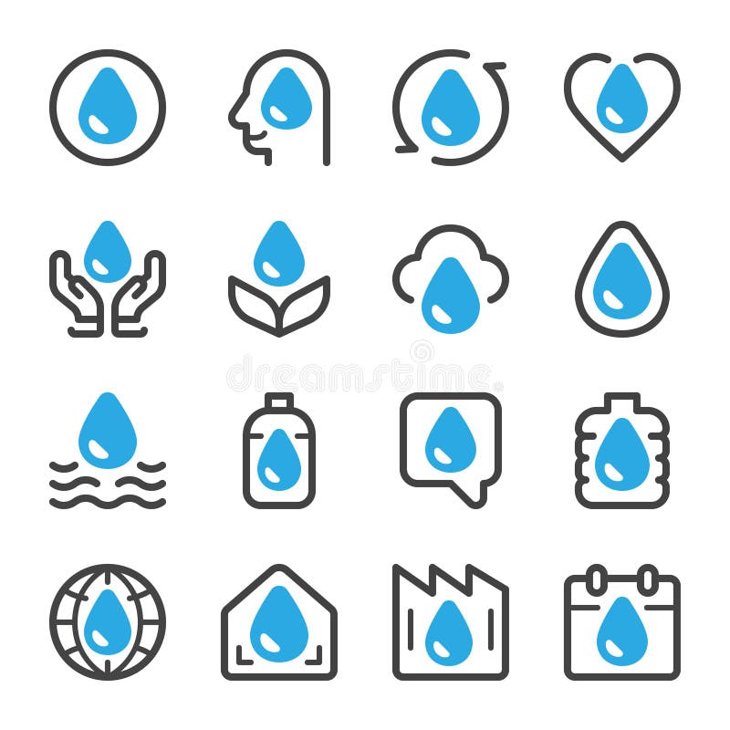 Water icon set stock vector. Illustration of shower - 136563796