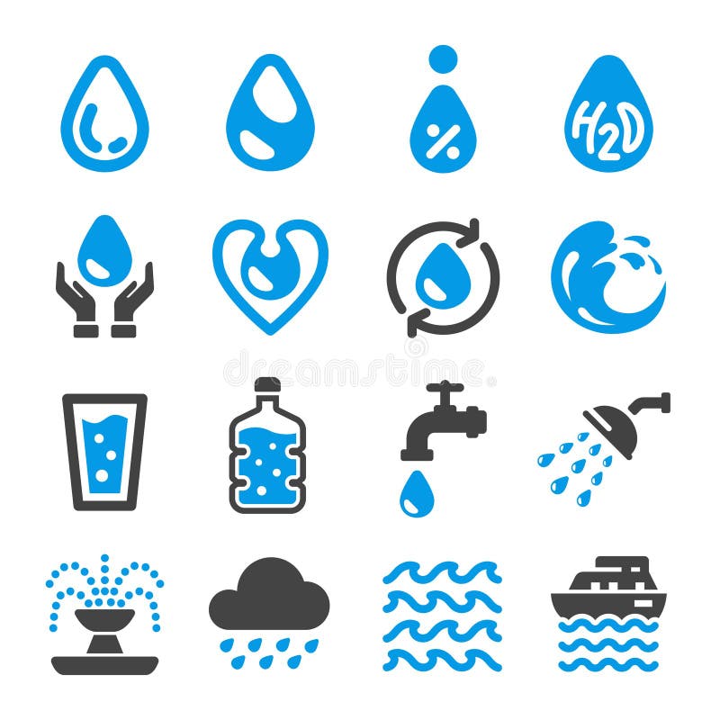Water icon set stock vector. Illustration of shower - 136563796