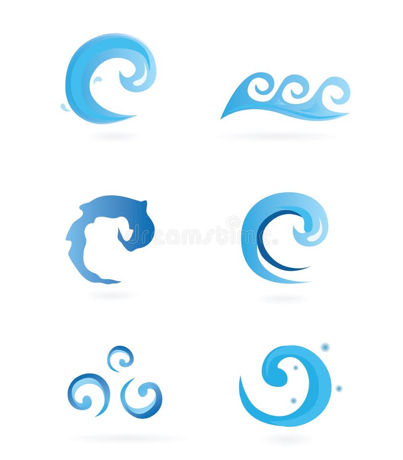 Vector Set of Abstract Blue Flow Logos, Water Icons, Splash Stock ...