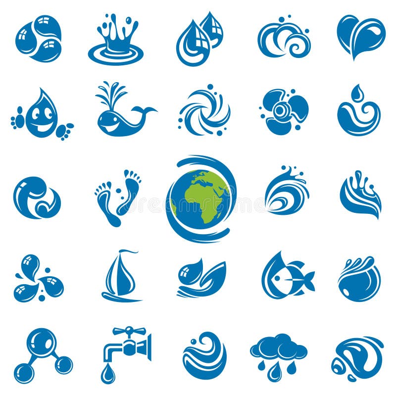 Water icons stock vector. Illustration of pure, fountain - 24801350