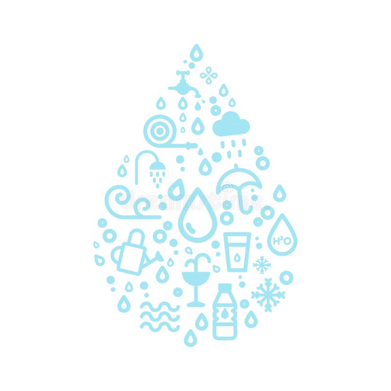 Water Icons Creating a Drop Shape. Vector Illustration, Flat Design ...