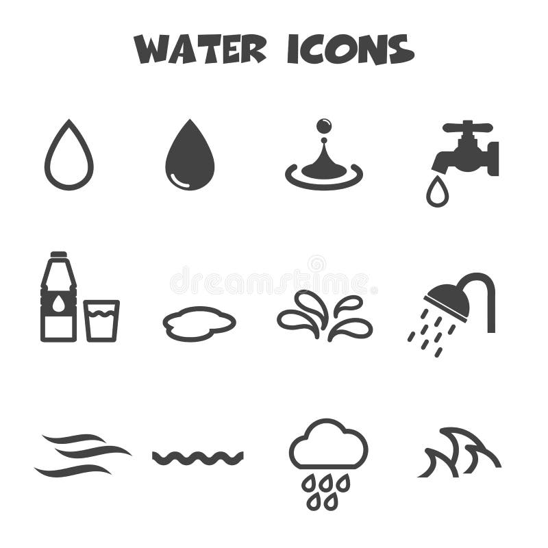 Water icons stock vector. Illustration of mono, element - 40187295