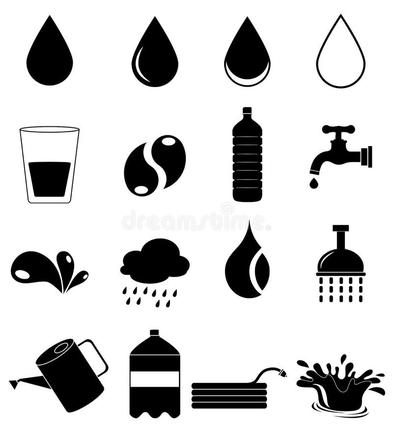 Water icons set stock vector. Illustration of container - 57894688